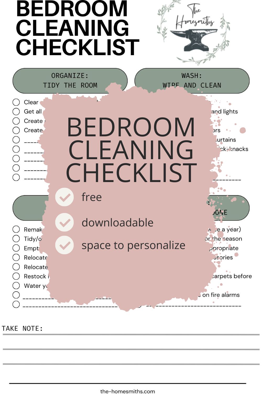 Bedroom Cleaning Checklist - The Homesmiths